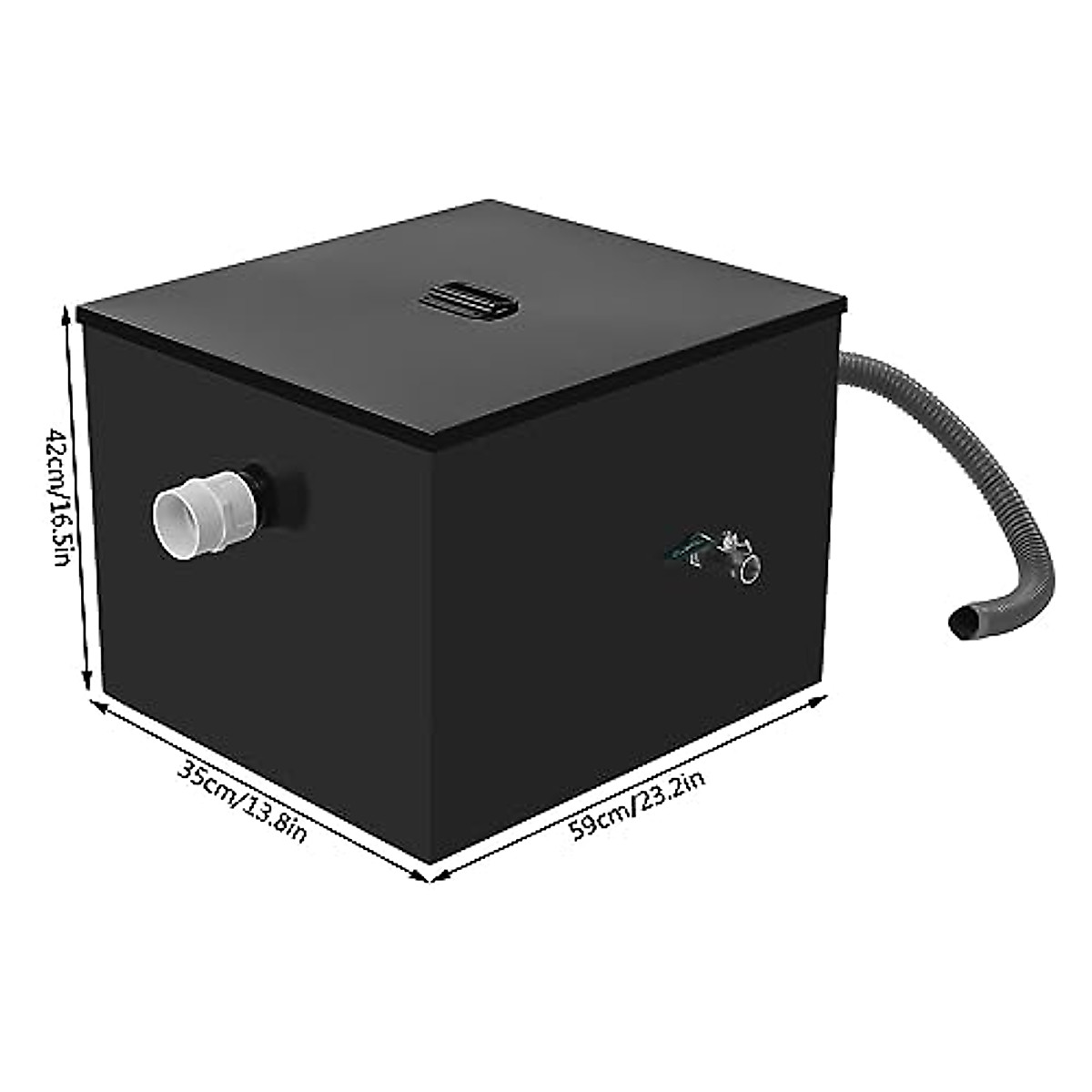 SNKOURIN 20 LB Commercial Grease Interceptor, Under Sink Grease Trap with 2.2 GPM Flow Rate, Stainless Steel Grease Traps for Restaurant Canteen Factory Home Kitchen, Black