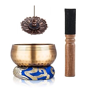 RoseFlower Meditation Singing Bowl for Relaxation and deep Meditation Tibetan Singing Bowl Set 11 cm, Great for Mindfulness Stress & Anxiety Relief, Yoga, Zen, Perfect Spiritual Gift #005