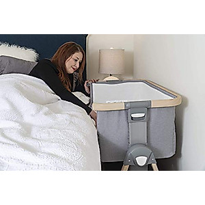 Venice Child California Dreaming Bedside Crib Bassinet w/Travel Bag, Removable Compressed Cotton Mattress, Height Adjustable, Easy Clean - Grey
