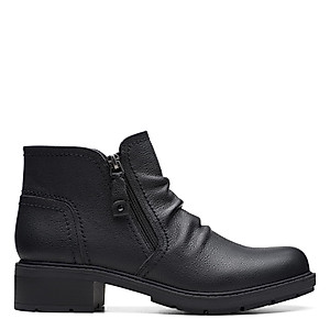 Clarks Women's Hearth Dove Ankle Boot, Black Leather, 9 Wide