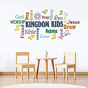 TOARTi Colorful Inspirational Lettering Quote Wall Decal-Kingdom Kids Positive Quote Prayer Sticker for Classroom Kids Decoration