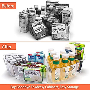 Lazy Susan Organizer 10.2"x 9.4"x4" for 26" Diameter Corner Lazy Susan Cabinet, Set of 8 Plastic Clear Lazy Susan Bins, 1/8 Wedge 4" Deep Kitchen Corner Storage Bin