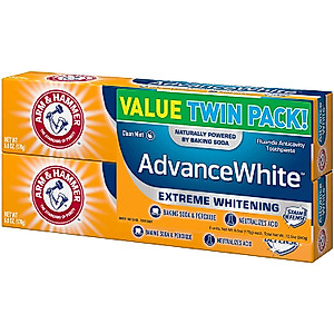 ARM & HAMMER Advance White Extreme Whitening Baking Soda and Peroxide Toothpaste, Fresh Mint, Twin Pack 6 oz (Pack of 2)