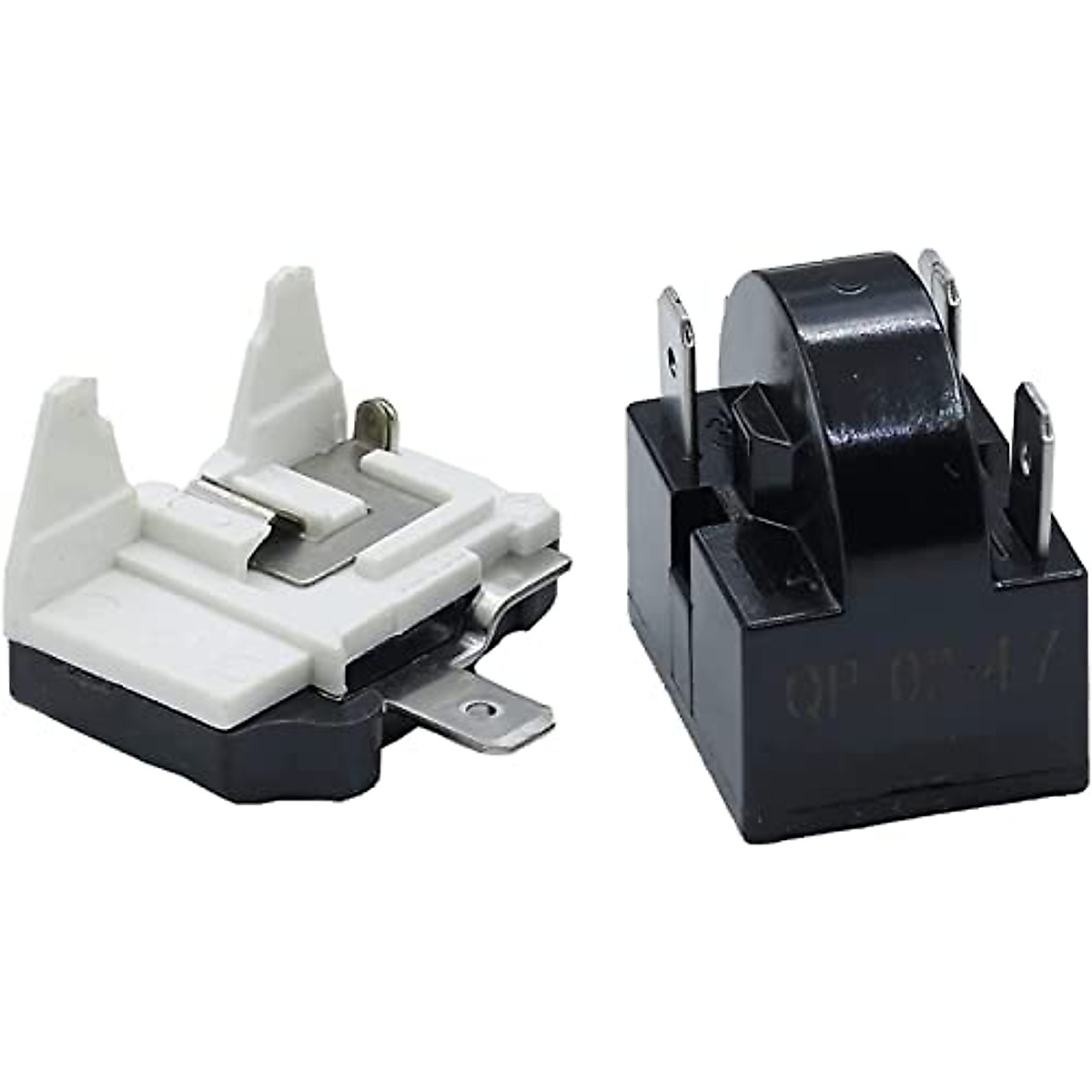 1Pcs QP-02-4.7 PTC Refrigerator Start Relay 3Pin Coolers Compressor Starter 4.7 Ohm with 1Pcs Refrigerator Overload Protector 1/2HP