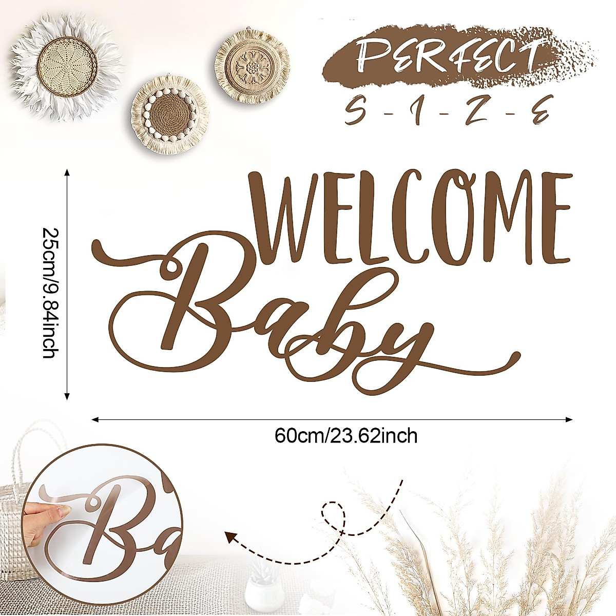 Dunzoom Welcome Baby Baby Shower Party Decal Sign Baby Shower Welcome Sign Decorations Baby Shower Party Wall Decal Sign Pregnancy Gender Reveal Stickers Boy or Girl for Wall Balloon Arch Backdrop