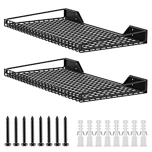 WALMANN 2 Pack Garage Wall Shelf, 23.5" x 12" Wall Mounted Storage Shelves for Garage, Closet, Laundry Room, Heavy Duty Wall Shelving, Holds Up to 65 Lbs(Black)