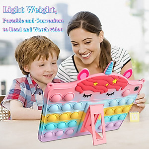 WESADN for iPad Air 2 Case for iPad Pro 9.7 Case with Kickstand for Girls Women Silicone Fidget Bubble Case Cute Pop Holder Cover for iPad Air 2rd Generation for iPad Pro 2016 9.7 inch