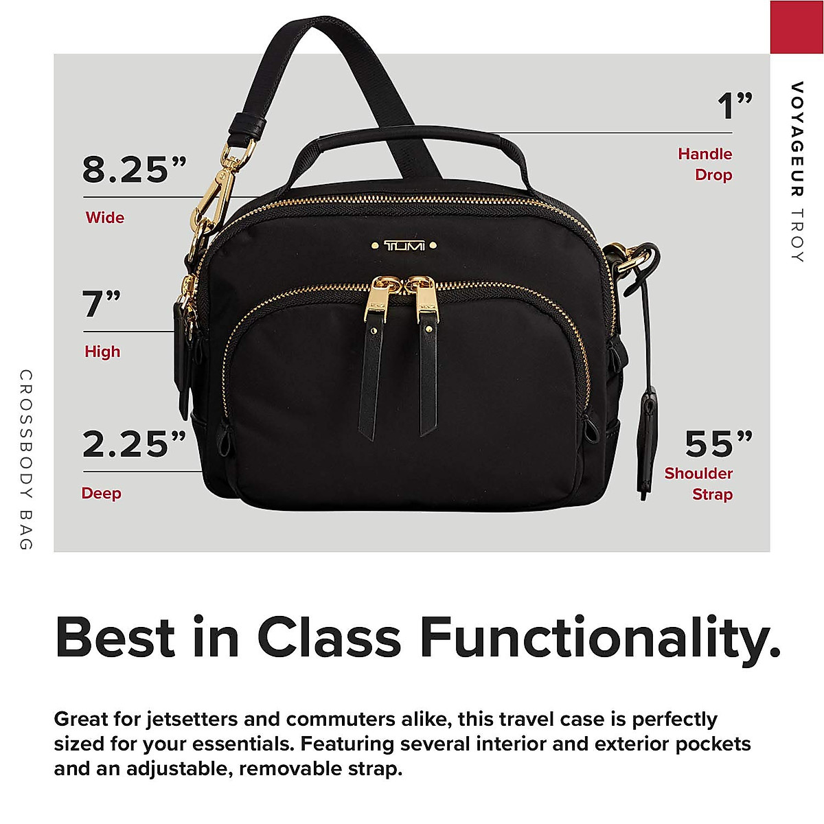 TUMI - Voyageur Troy Crossbody Bag - Over Shoulder Satchel for Women - Black