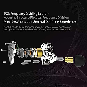 KZ in Ear Monitor Headphones with Microphone ZS10 Pro Earphone with 4BA and 1DD Drivers,with Detachable 0.75mm 2 Pin 6N OFC Cable for Guitarist Drummer(Purple, with Mic)