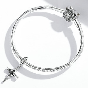 BABAMIA 925 Sterling Silver Cross Bead Charms for Bracelets and Necklaces Vintage Rose Cross Bracelet Charms for Women&Men Charms Jewelry