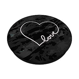 White Heart Love Black PopSockets PopGrip: Swappable Grip for Phones & Tablets