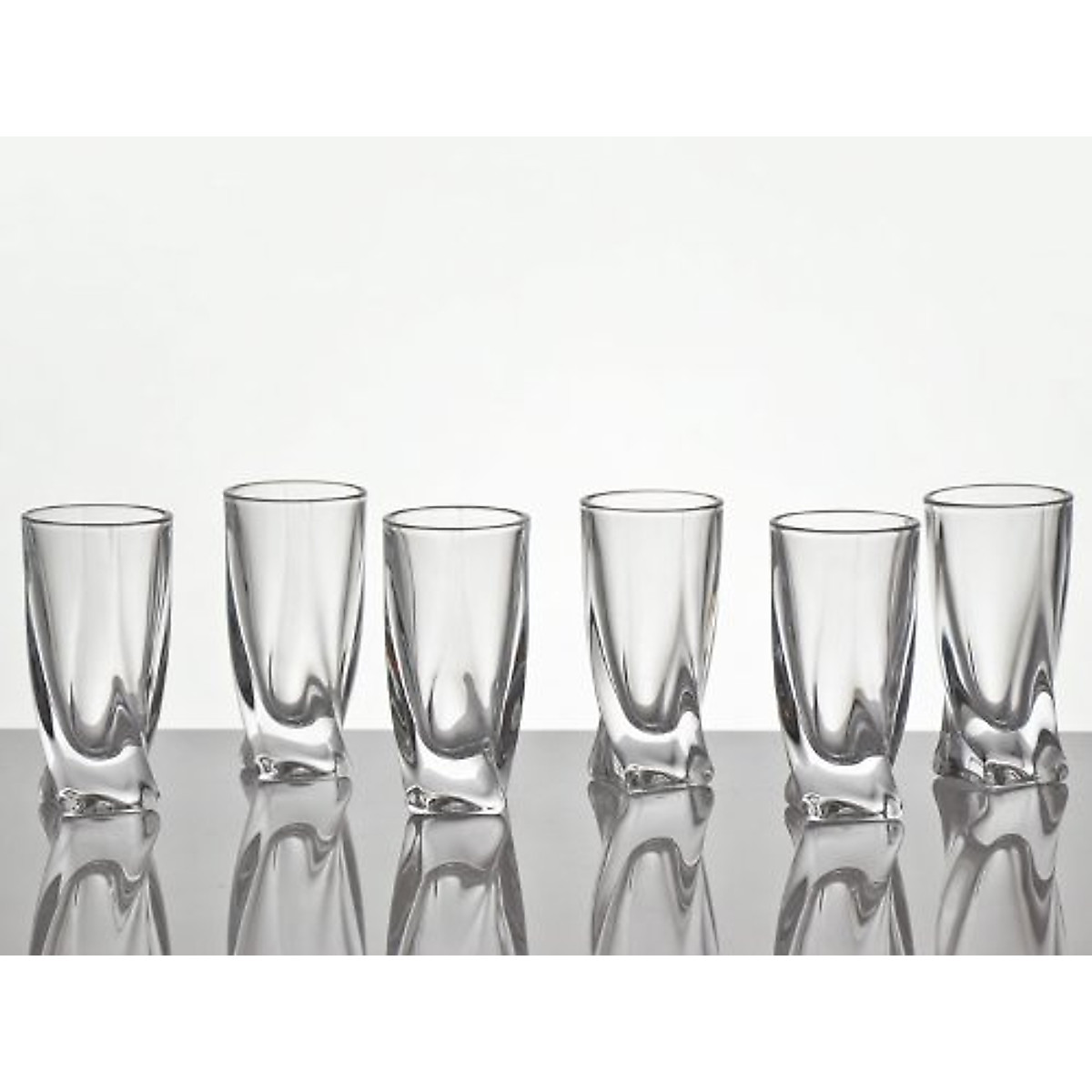 Czech Bohemian Crystal Glass Set of 6 Shot Glasses 1.7oz/50ml. Old Fashioned Style Elegant ''Quadro'' Design Tequila Scotch Bourbon Vodka Holiday Gift Birthday Wedding Housewarming Anniversary