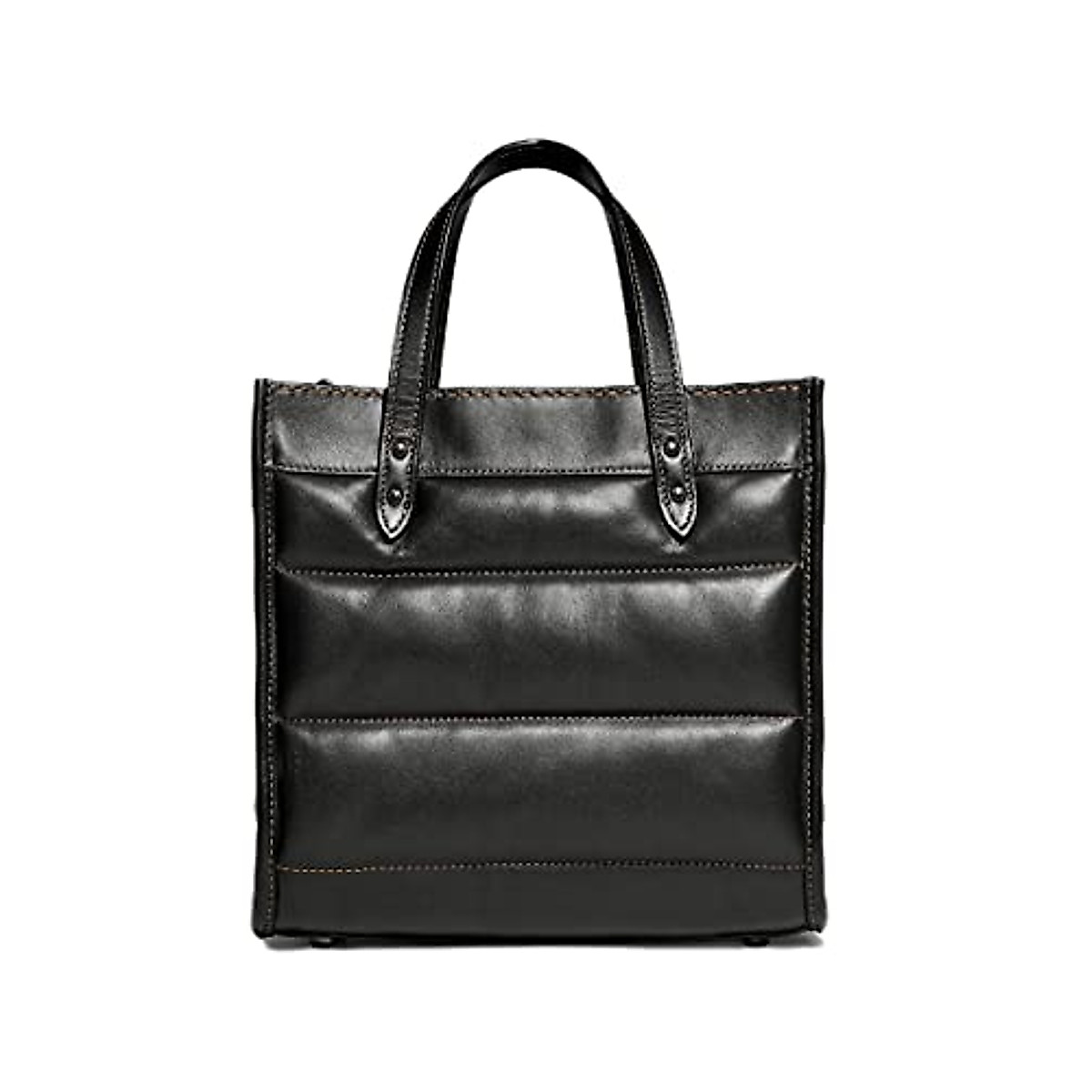 COACH Leather Field Crossbody Tote 22 with Quilting and Coach Badge - #C6958 - Black