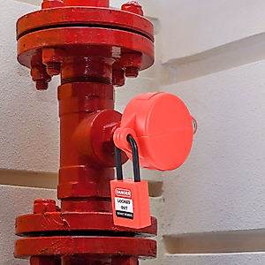 Honoson Valve Lockout and Safety Padlock Combination Oil Gas Valve Lock Natural Gas Valve for Chemical Industry, 1-2.5 inch, Red (1 Pack)