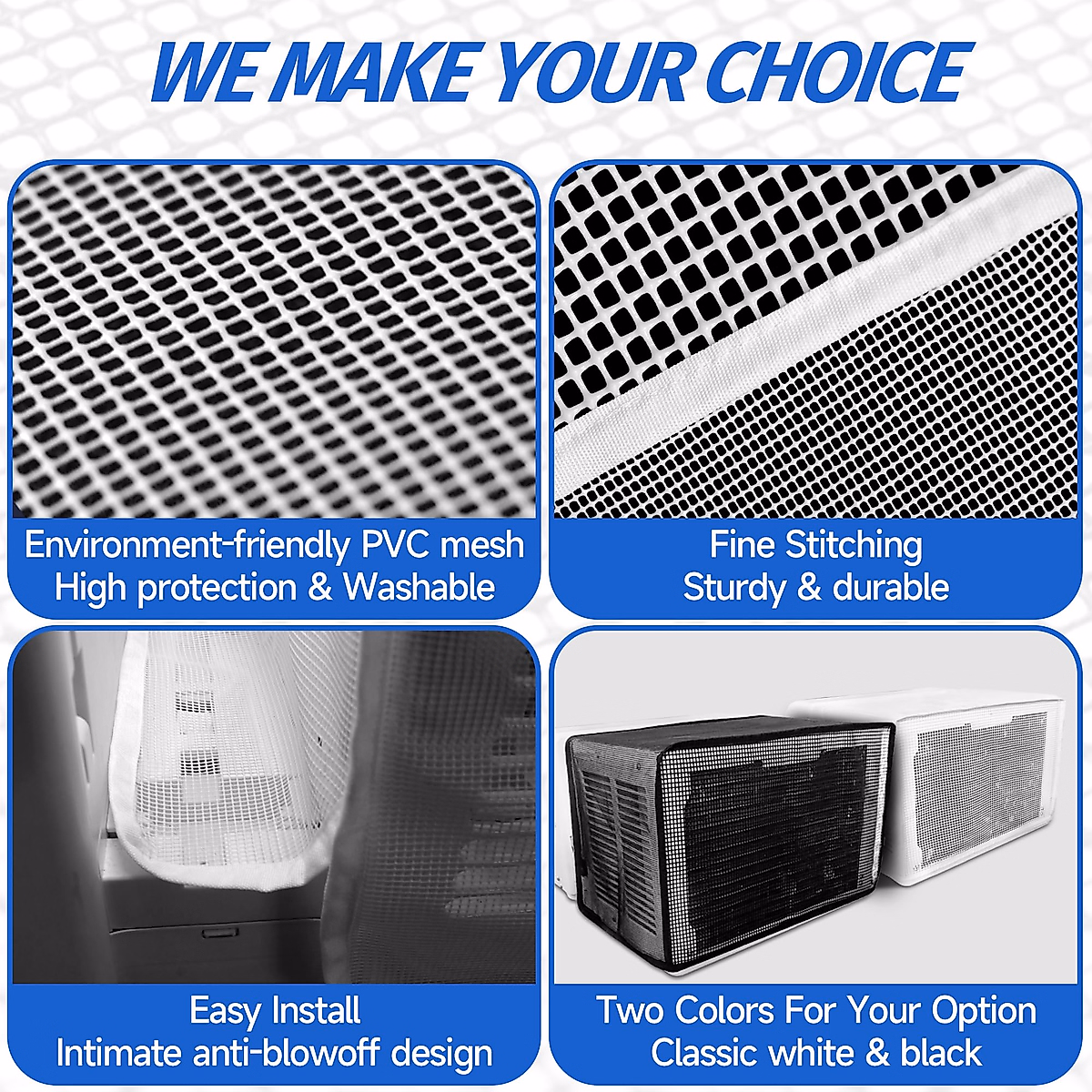 TAKTOPEAK Window AC Mesh Cover 20" W x 12.2" D x 13.4" H Specially for Midea U-Shaped Air Conditioner 8000BTU,10000BTU, 12000 BTU, Anti-Leaf, Dustproof & Easy Air Flow
