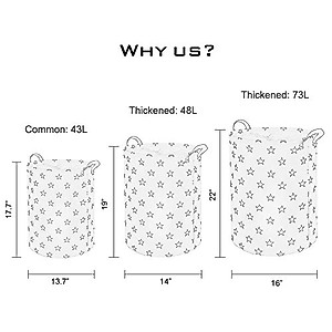 FRIENDIY Large Laundry Hampers (9 Colors), Removable Laundry Basket, foldable fabric laundry basket, drawstring waterproof round cotton linen storage basket. (Grey Star, Thickened 19"/Large)