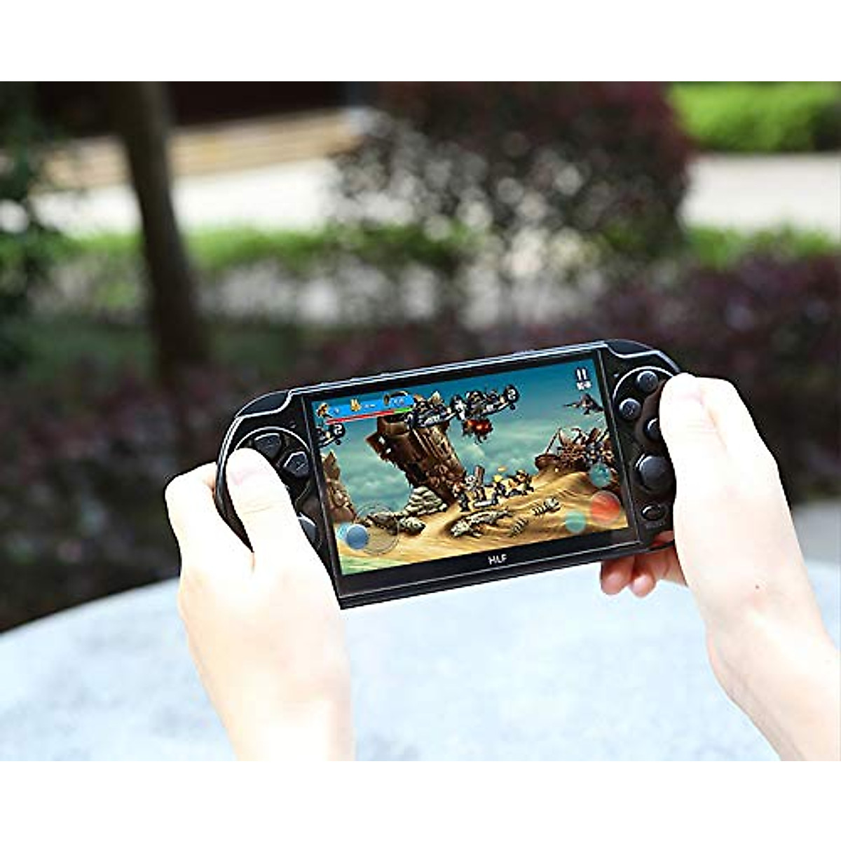 5.1 inch Multi-Function Retro Game Console Handheld Game Console 7700 Games Support Arcade/CPS/fc/SFC/gba/gbc/gb/sega Emulator Games can be archived with Rechargeable Lithium Battery (Black)