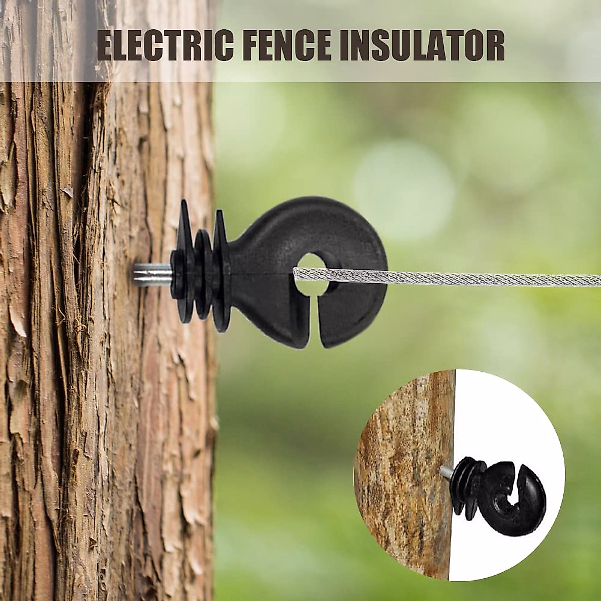 SagaSave 20pcs Self-Tapping Insulator Electric Fencing Wood Post Ring Electric Fence Insulators Screw Electronic Fence Insulator Ranch Electric Fence Insulation - Tapping Insulator