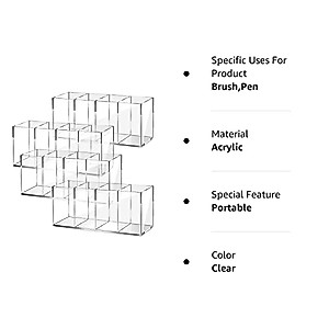 Pajean 4 Pack Acrylic Pen Pencil Holder 4 Compartments Clear Pencil Pen Holder Organizer Acrylic Makeup Brush Holder Acrylic Pencil Organizer Cup for Office Home Supplies Desk Accessories