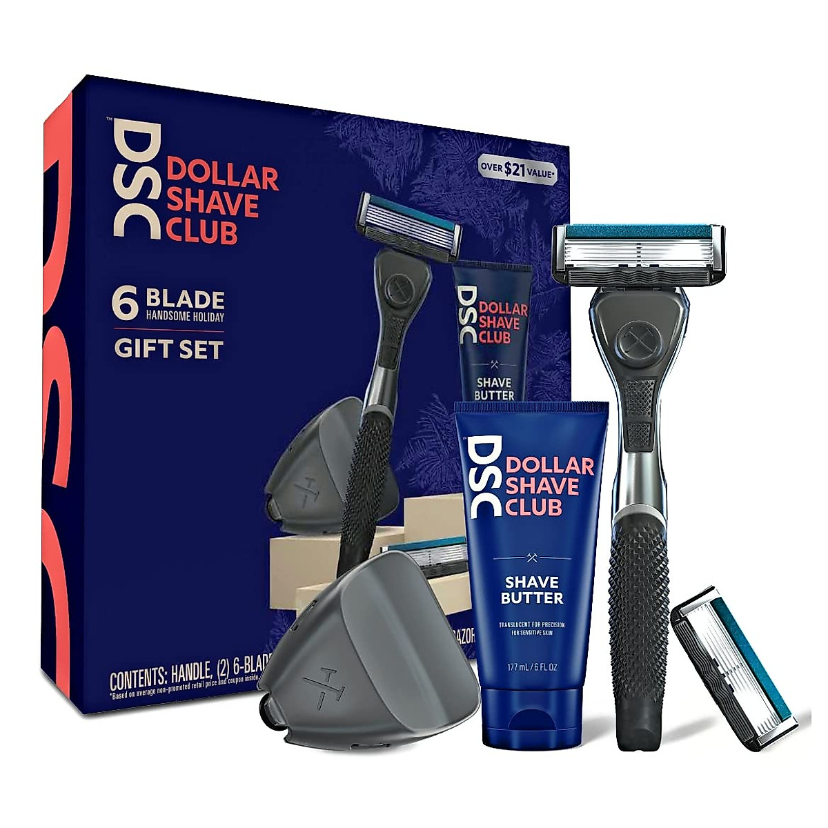 Dollar Shave Club Shaving Set - Handle, 6-Blade Cartridges x 2, Shave Butter, Razor Cover