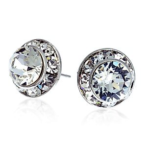 PammyJ 11mm Round Crystal Earrings (Clear)