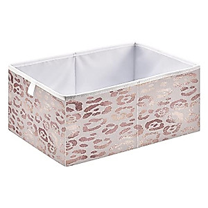 ALAZA Leopard Print Cheetah Rose Gold 11 Inch Cube Storage Bin Organizer Foldable Basket for Closet Cabinet Shelf Office