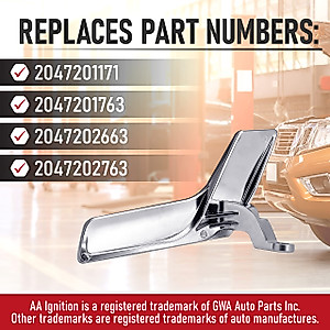 Interior Mercedes Door Handle Kit - Front Left or Rear Driver Side - Inner Handles Fit Mercedes-Benz Vehicles - W204, X204 C230, C250, C300, C350 - 2047201171, 2047201763, 2047202663 - Matte Silver