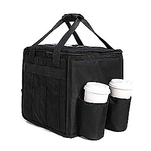 OGEFOTED Large Insulated Food Delivery Bag with Cup Holders, Foldable Heavy Duty Food Warmer Grocery Bag for Camping Catering Restaurants