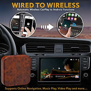 PyleUsa Wireless CarPlay Android Auto Multimedia Video Box,4GB RAM 64GB ROM,2.4GHz,5GHz Dual Band WiFi BT,Octa Core 64Bit,4K Full HD,H.265,USB3.0 Android Box,Screen Mirroring, Install Android Apps