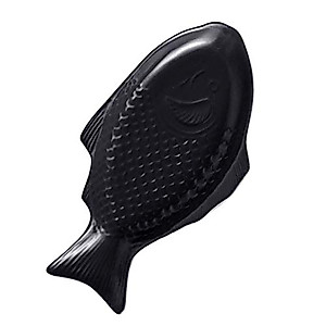 DOITOOL Ceramic Plate Fish Shaped Plate Fish Dish Porcelain Serving Platter Decorative Snack Storage Platter for Home Kitchen Black