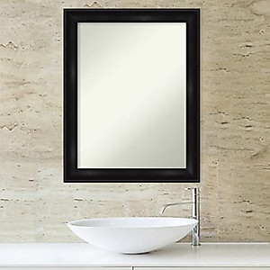 Amanti Art Bathroom Mirror, Grand Black Narrow Wall Mirror for use as Bathroom Vanity Mirror Over Sink (28 x 22 in.) Non-Beveled Mirror, Black Mirror, Casual Mirror from WI, USA