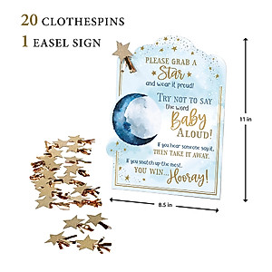 Lillian Rose"Love You to The Moon and Back" Themed"Don't Say Baby" Baby Shower Clothespin Game,Blue