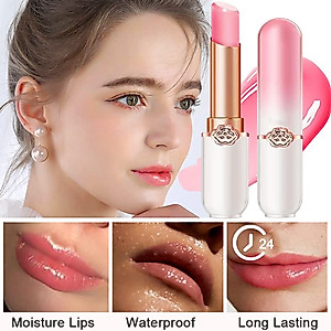 BINGBRUSH 2 Pcs Peach Color Changing Lipstick Queen,PH Mood Long Lasting Labiales Lip Gloss Lip Balm Tinted Magic Lip Stain Makeup Lipstick Set for Women