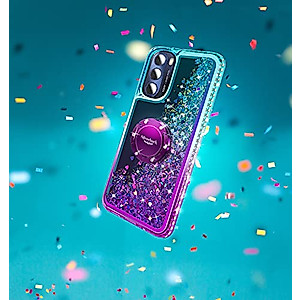 Silverback for Moto G Stylus 5G 2022 Case, Moving Liquid Holographic Sparkle Glitter Case with Kickstand, Girls Women Bling Diamond Ring Slim Protective Case for Motorola G Stylus 5G (2022), Purple