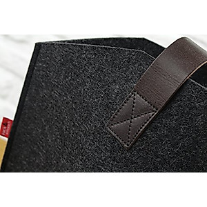 Pack & Smooch York Carryall Tote Bag for Women - Made with 100% Merino Wool and Vegetable Tanned Leather Strap (Dark Grey/Dark Brown)