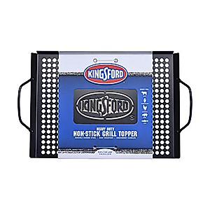 Kingsford Heavy Duty Non-Stick Grill Topper | Non-Stick, Rust Resistant Grill Pan with Handles | Easy to Use BBQ Grill Accessories Made from Durable Carbon Steel | Kingsford Grill Accessories