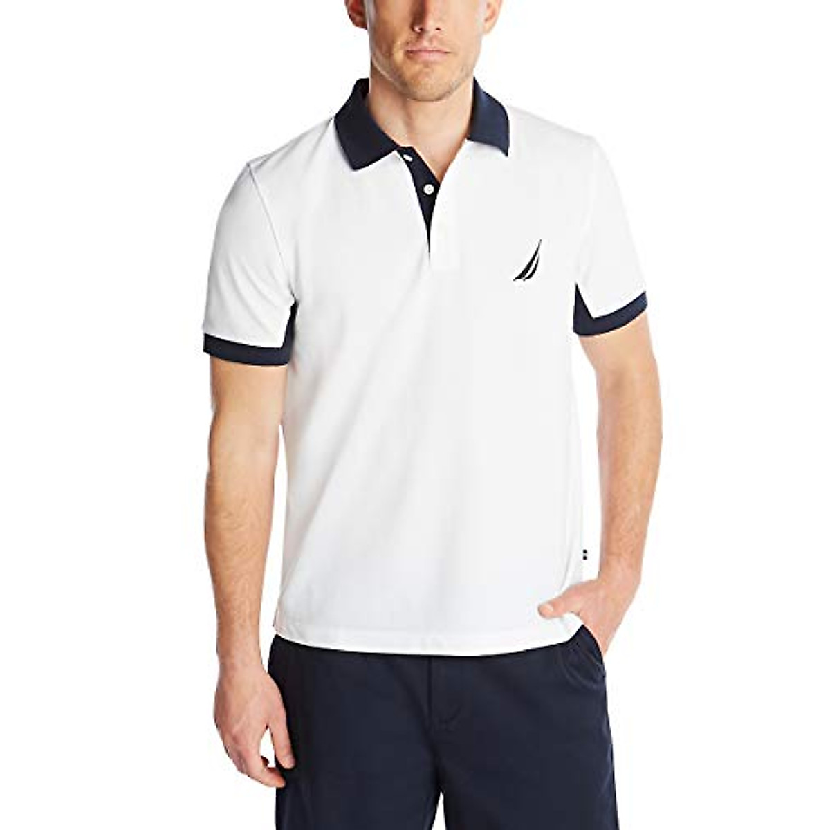 Nautica Men's Classic Fit Short Sleeve Performance Pique Polo Shirt, Bright White, 3X-Large