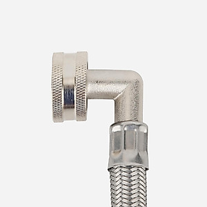 Goseoil Steam Dryer Hose Kit 6 Feet Braided Stainless Steel Hoses With 90 Degree Elbow, 3/4 Inch Fht Fill Hose Steam Dryer Installation Kit