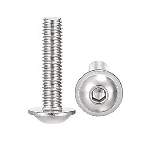 uxcell Flanged Button Head Socket Cap Screws, M5*22mm Hex Socket Drive Screw, 304 Stainless Steel Fasteners Bolts, Fully Threaded Machine Screw 50Pcs