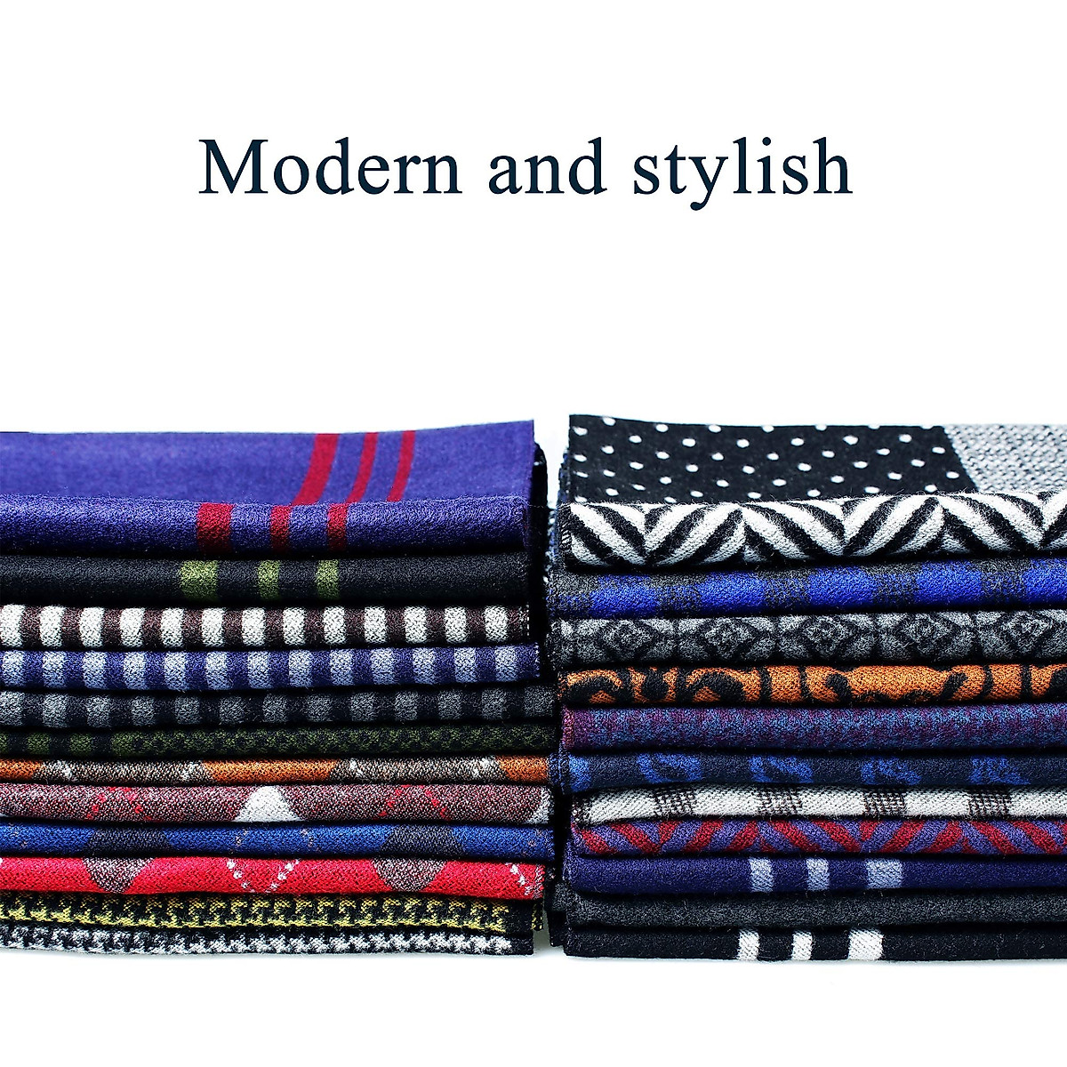 HAWSON Scarf for Women and Men Cashmere Scarves for Winter Soft & Luxurious Unisex Neck Warmer Travel Head Wraps-Red/Navy-Blue - Pure Red