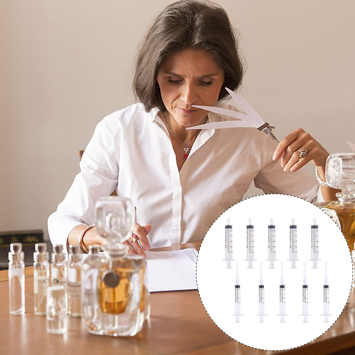 Mobestech 10 Pcs Perfume Refill Pump Tools Plastic Perfume Dispenser with Adapter Tools for Perfumes Transfer to Empty Bottles, Include Syringe (2ml+ 10ml each 5PCS)