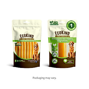 EcoKind Himalayan Gold Yak Cheese Dog Chew for Large Dogs, Healthy Dog Treats, Odorless, Long Lasting Dog Bones for Dogs, Rawhide Free, Made in The Himalayans, Large (Pack of 1)