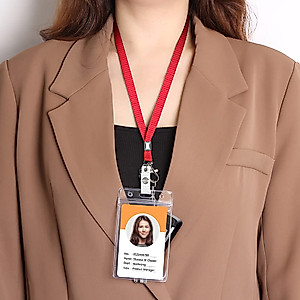 3 Pack Neck Lanyard with ID Badge Holder, Office Strap Lanyards, Stainless Metal Swivel Hook for Name Tag, Badge Holders, Keychains, Card, Red, Orange, Brown