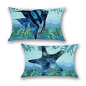 layhut Outdoor Lumbar Pillow Covers 12x20 Set of 2 Spring Summer Rectangle Pillowcovers, Beach Cushion Cases Cushion Cover for Outdoor Sofa Couch Home Decor