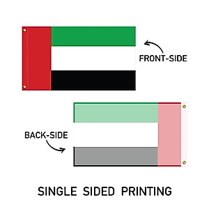 BannerBuzz UAE United Arab Emirates Flag Knitted Fabric 90 GSM - Lightweight, Bright & Vivid Colors, Brass Grommets Use for Indoor-Outdoor Purpose (9' W X 6' H)