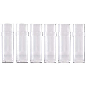 6 ct. Deodorant Twist-up Empty Containers (Natural) - for lotion bar, heel balm etc. (2 oz.) - Empty Deodorant Tubes (Clear)