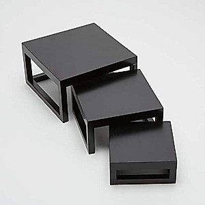 American METALCRAFT, Inc. American Metalcraft AWRSP Square Wood Frame Risers, Black, Set of 3