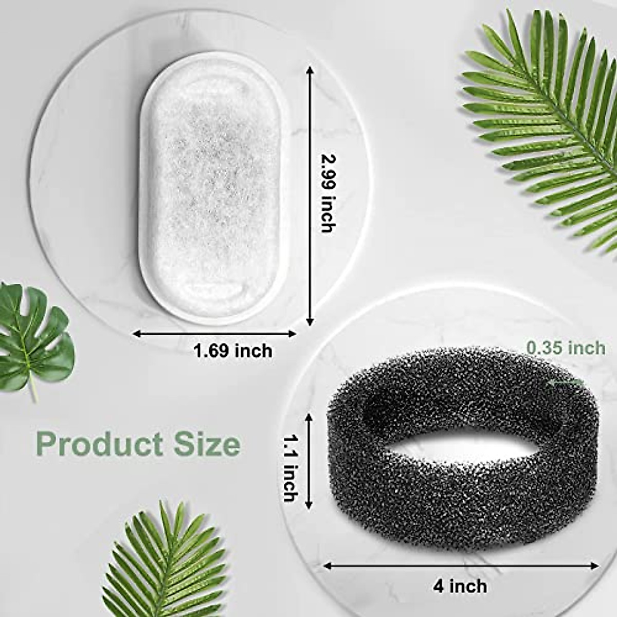 16/32 Pcs Cat Water Fountain Filters, Compatible with Stainless Steel Pet Fountain 8 Filters with 8 Sponges Replacement Filters for Cat Fountain (8 Carbon Filters& 8Sponge Filters)