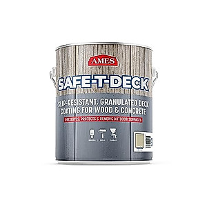 Ames Safe-T-Deck Granulated Formula Exterior Paint - 1 Gallon Khaki Tan Paint - Great for Porches, Patios, Decks, Walkways and More - Made in The USA, 128 Fl Oz (Pack of 1), 1.00 Gallon (Pack of 1)