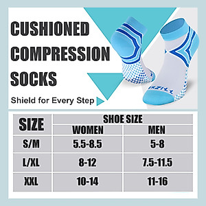NEWZILL Low Cut Compression Socks - Unisex Running Socks with Embedded Frequency Technology for Heel, Ankle & Arch Support (Large, Green/Orange)